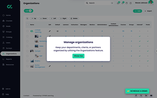 Product demo: Organizations